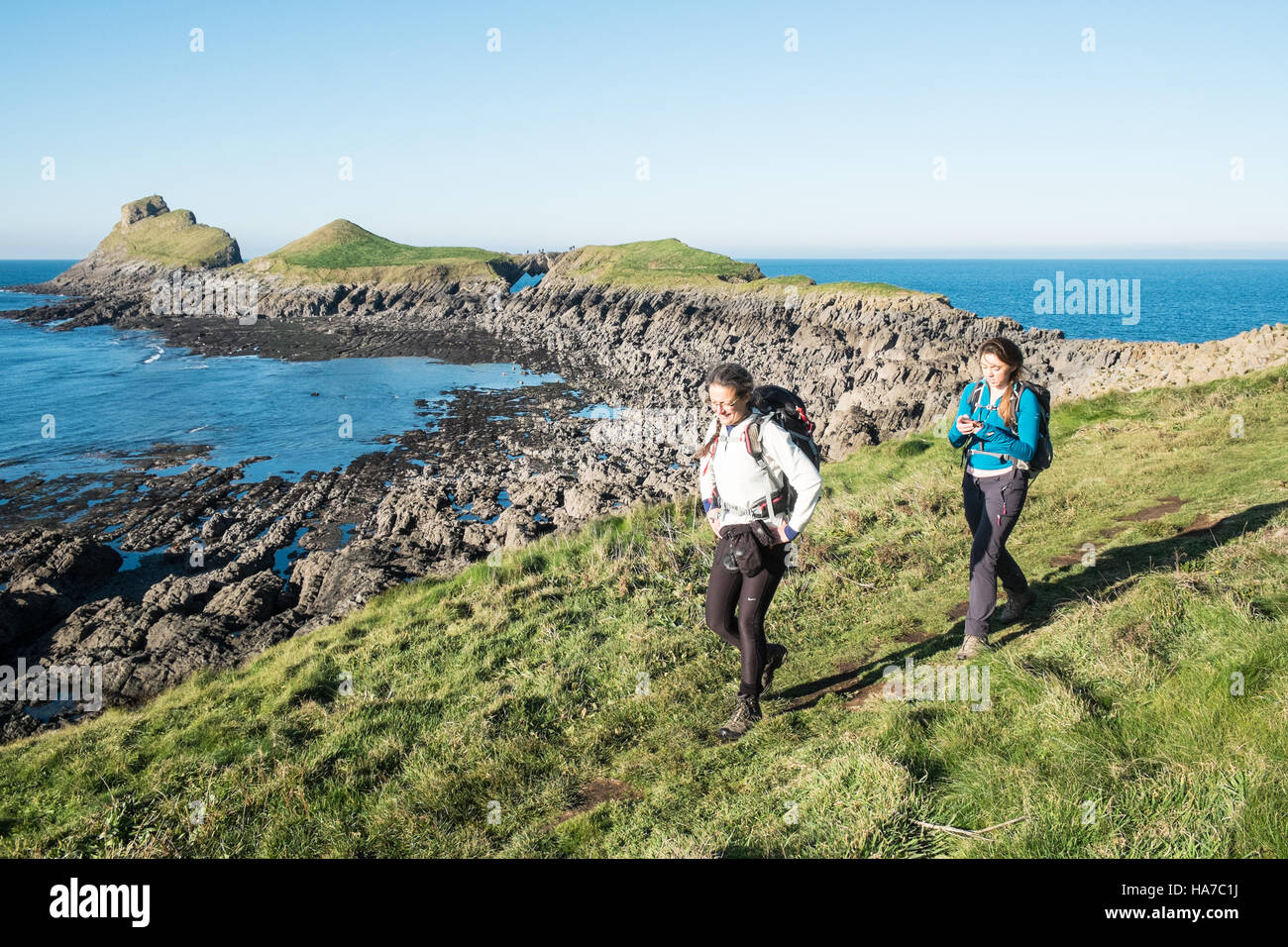 Geology,rocks at causeway over to Worms Head,Gower.Rhossilli,Bay,beach ...