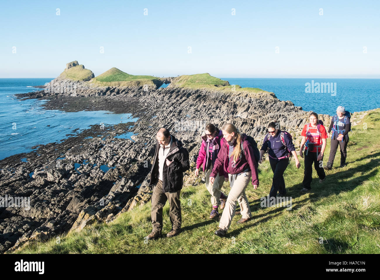 Geology,rocks at causeway over to Worms Head,Gower.Rhossilli,Bay,beach ...