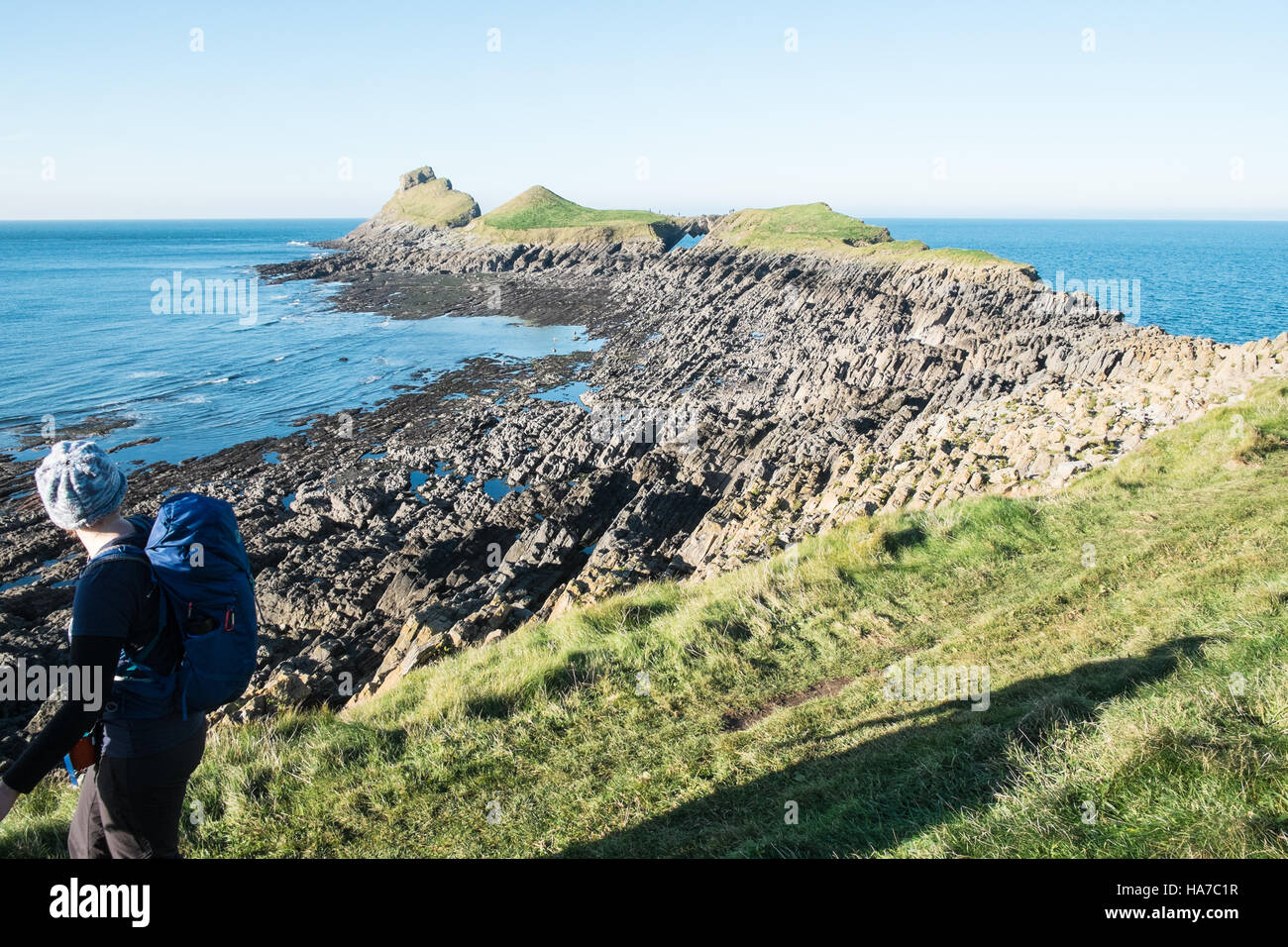 Geology,rocks at causeway over to Worms Head,Gower.Rhossilli,Bay,beach ...