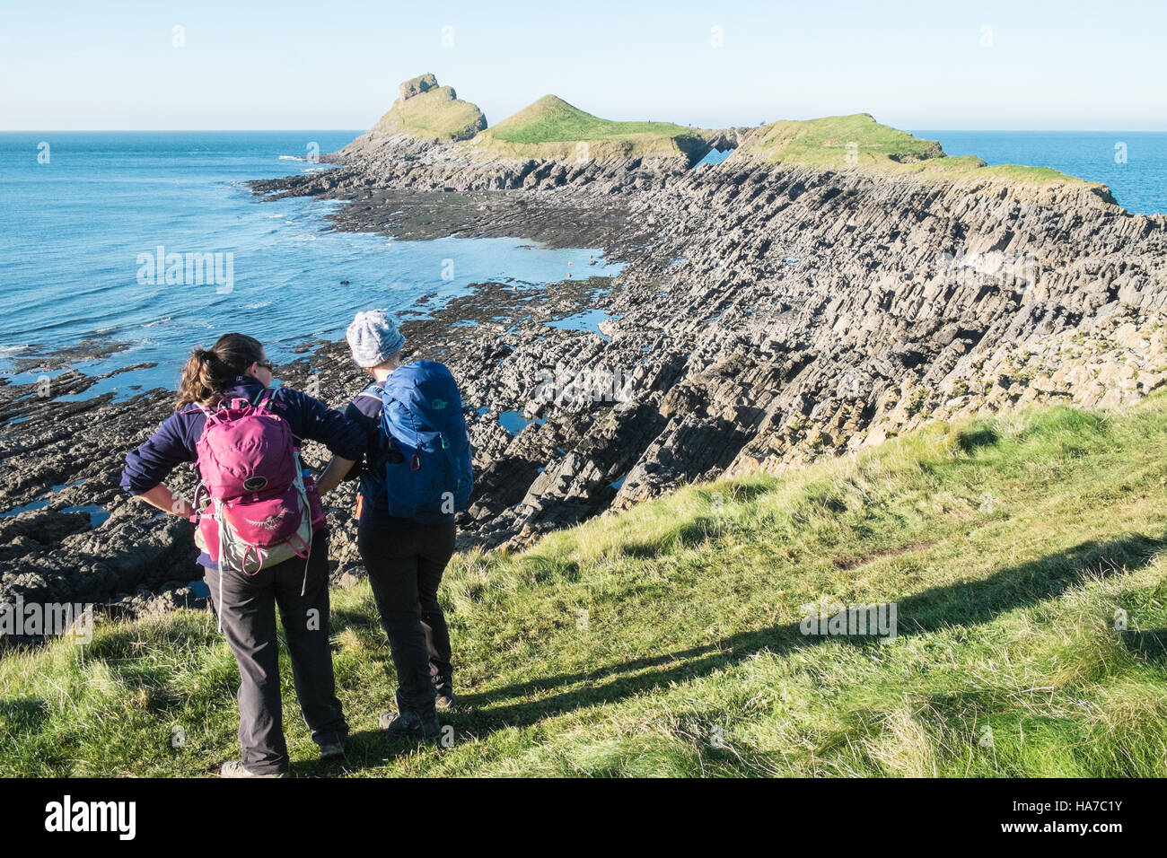 Geology,rocks at causeway over to Worms Head,Gower.Rhossilli,Bay,beach ...