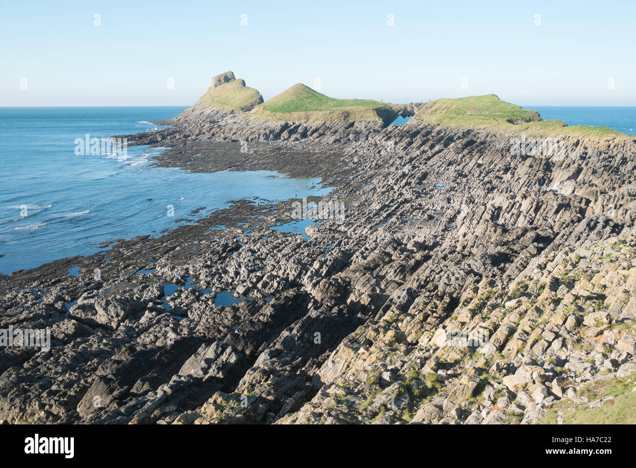 Geology,rocks at causeway over to Worms Head,Gower.Rhossilli,Bay,beach ...