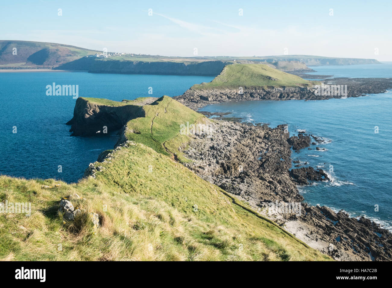 Geology,rocks at causeway over to Worms Head,Gower.Rhossilli,Bay,beach ...