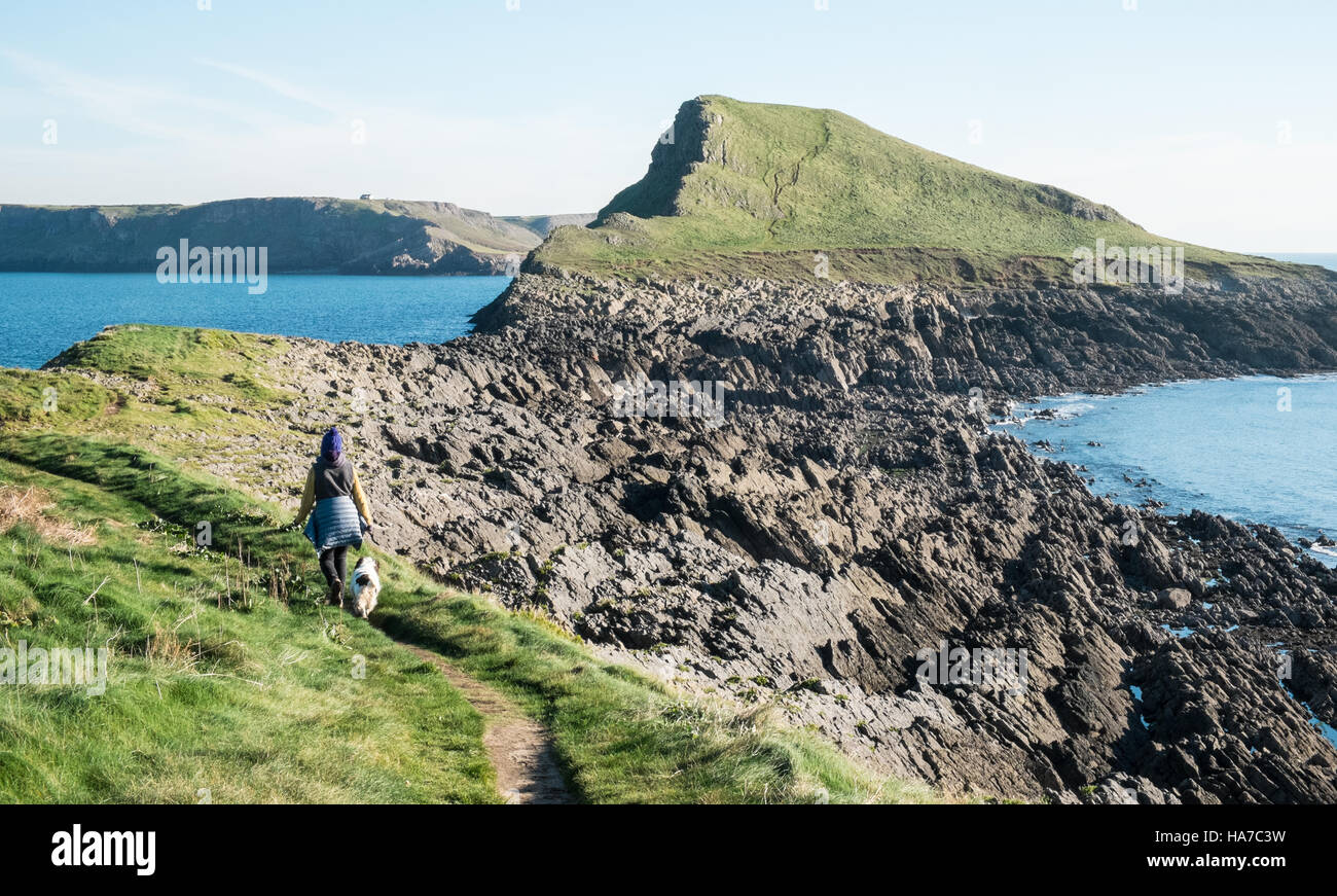 Geology,rocks at causeway over to Worms Head,Gower.Rhossilli,Bay,beach ...