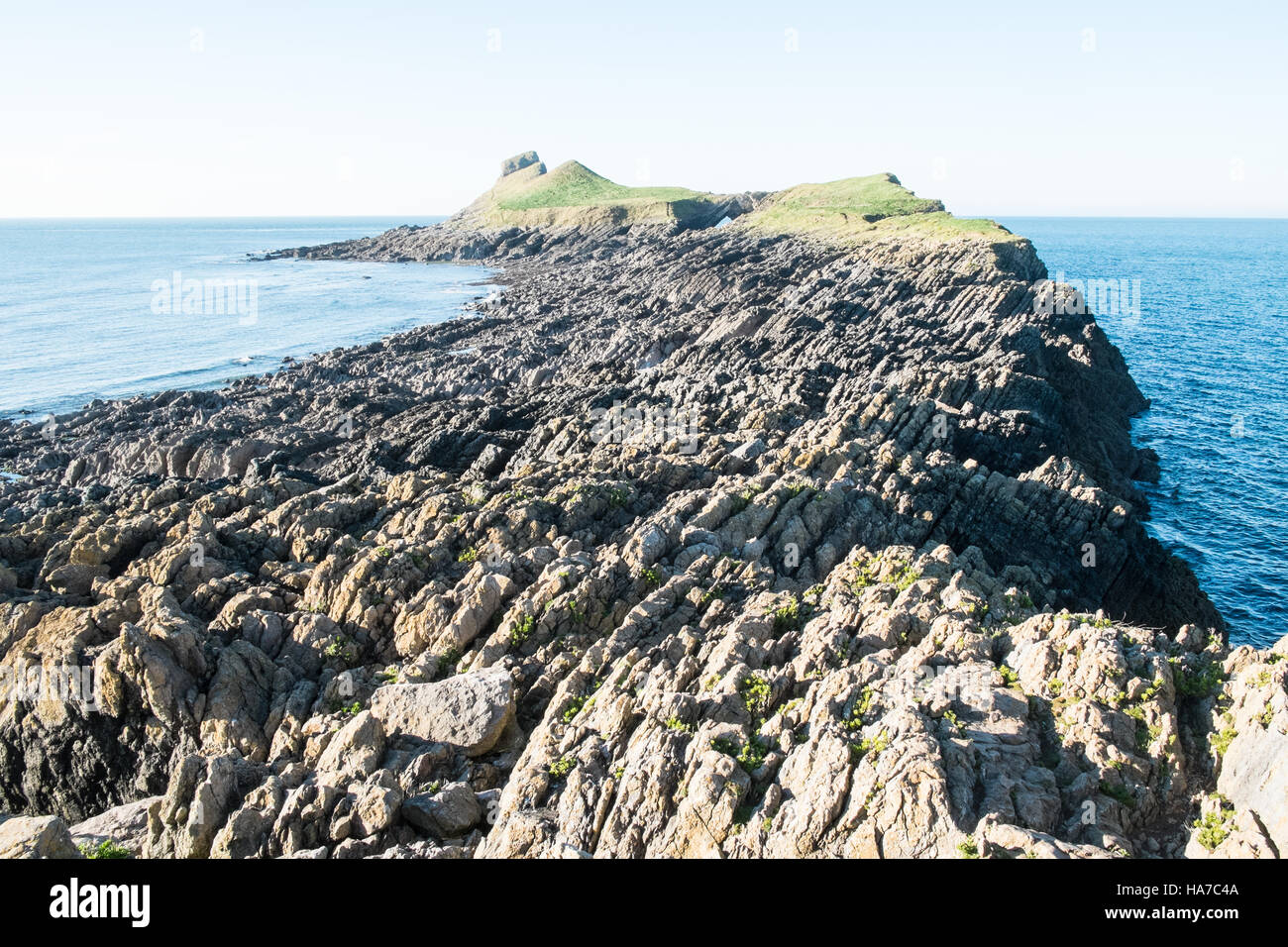 Geology,rocks at causeway over to Worms Head,Gower.Rhossilli,Bay,beach ...