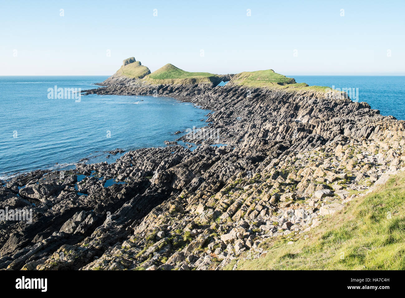 Geology,rocks at causeway over to Worms Head,Gower.Rhossilli,Bay,beach ...