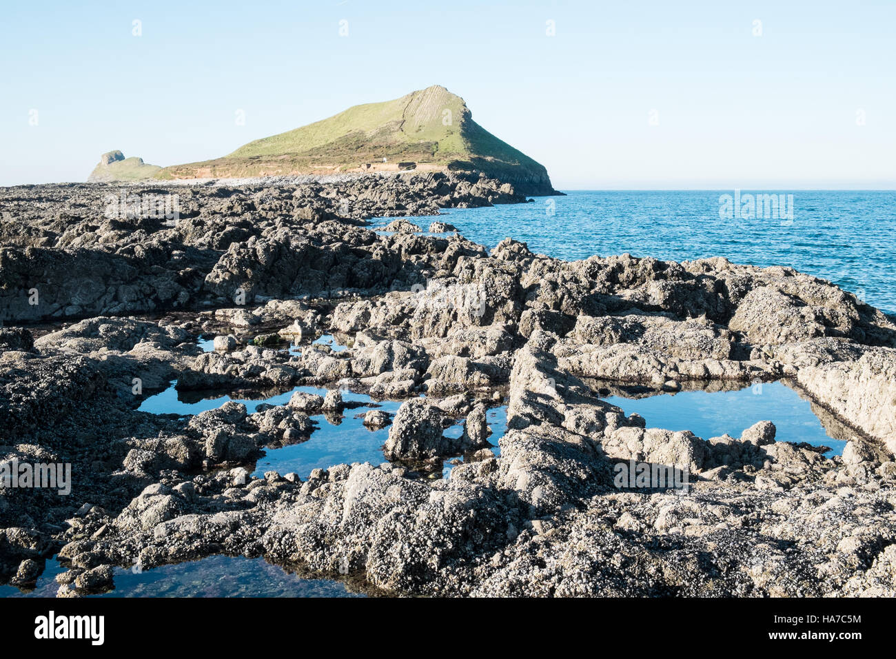 Geology,rocks at causeway over to Worms Head,Gower.Rhossilli,Bay,beach ...