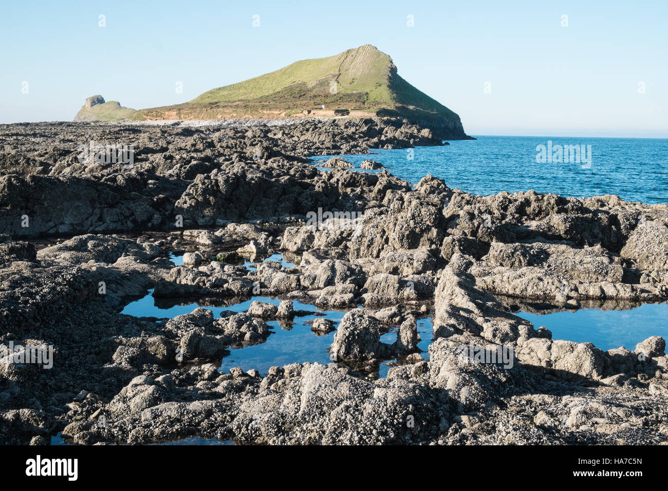 Geology,rocks at causeway over to Worms Head,Gower.Rhossilli,Bay,beach ...