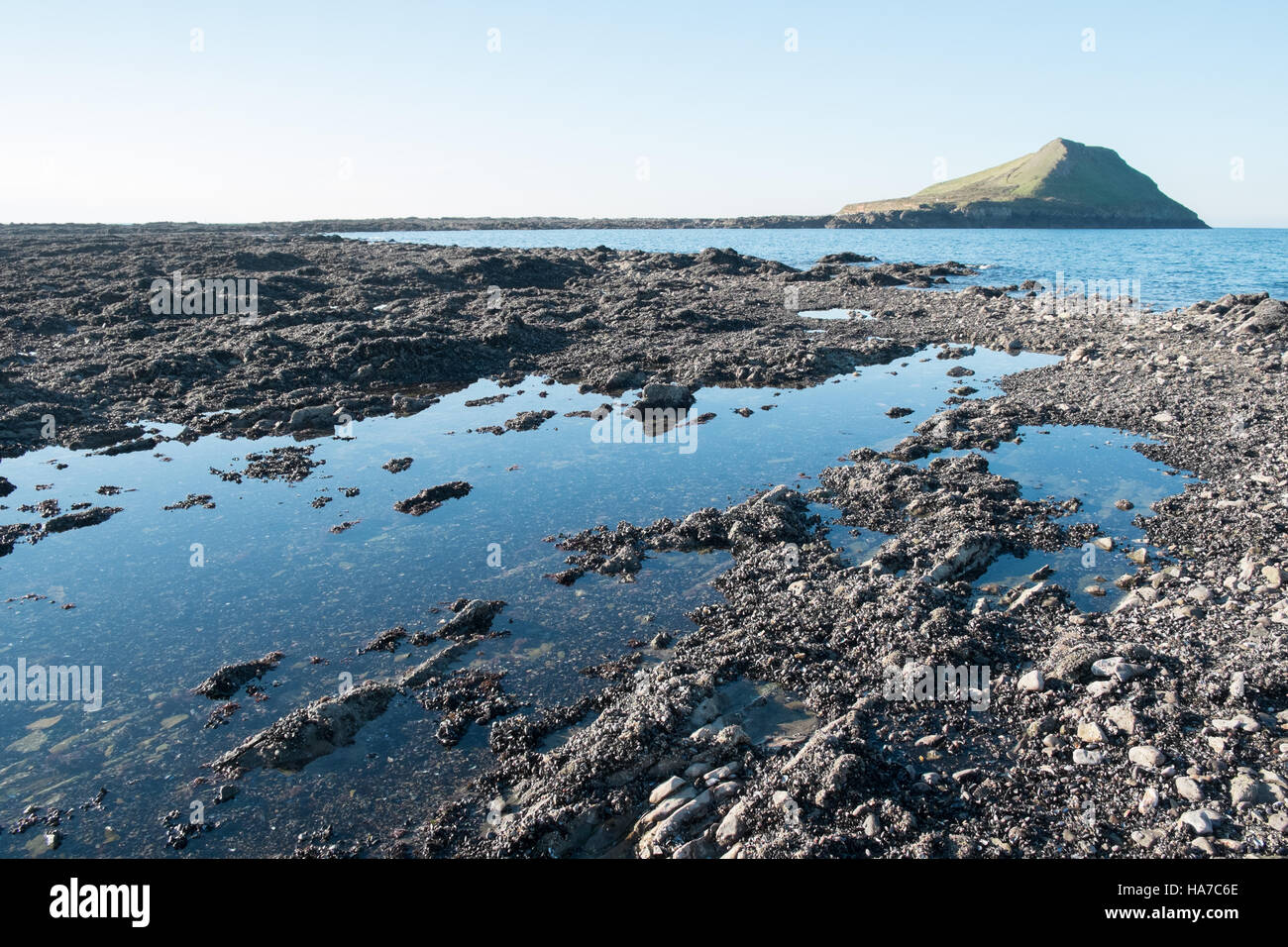 Geology,rocks at causeway over to Worms Head,Gower.Rhossilli,Bay,beach ...