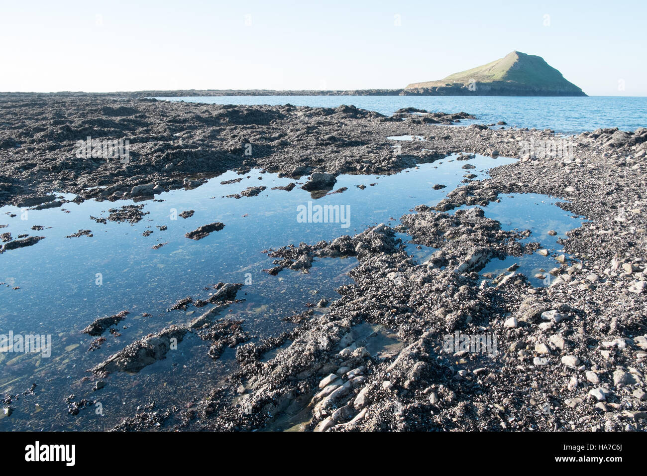 Geology,rocks at causeway over to Worms Head,Gower.Rhossilli,Bay,beach ...