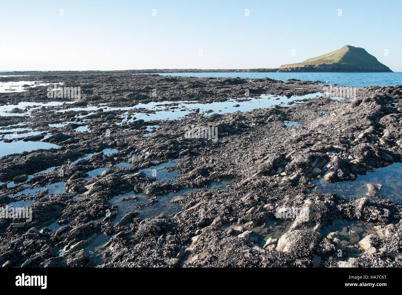 Geology,rocks at causeway over to Worms Head,Gower.Rhossilli,Bay,beach ...