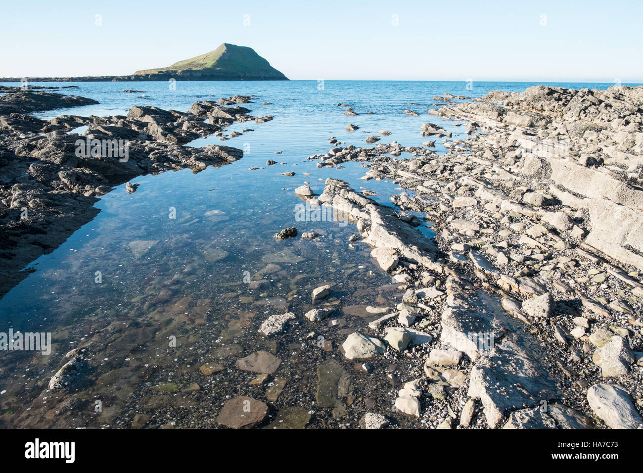 Geology,rocks at causeway over to Worms Head,Gower.Rhossilli,Bay,beach ...