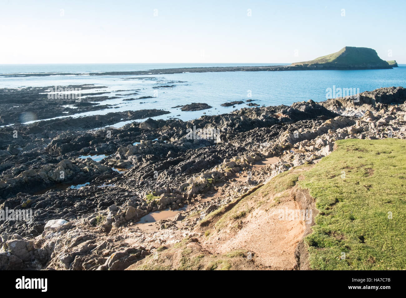 Geology,rocks at causeway over to Worms Head,Gower.Rhossilli,Bay,beach ...