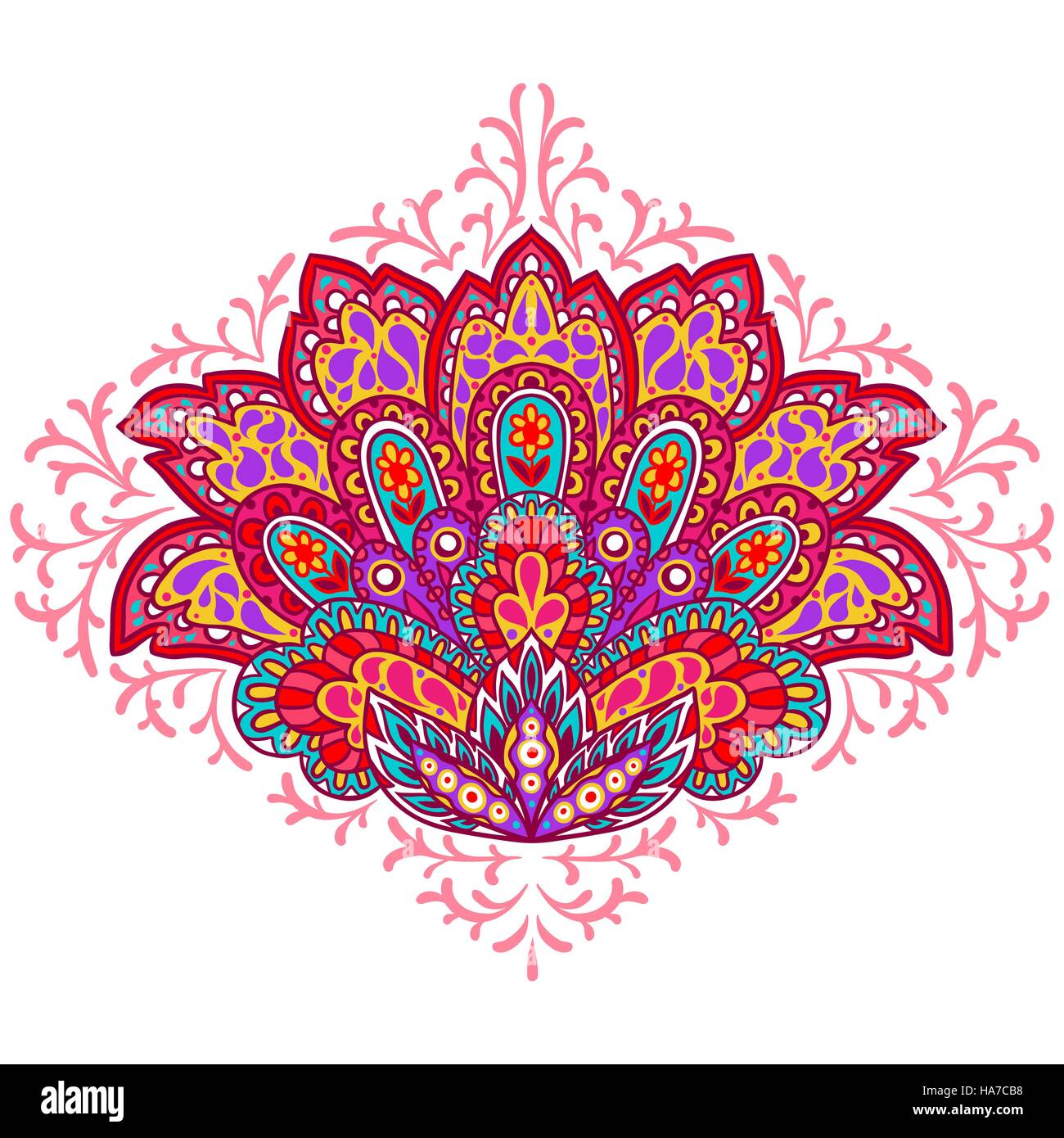Indian ethnic ornament. Hand drawn decorative element Stock Vector ...