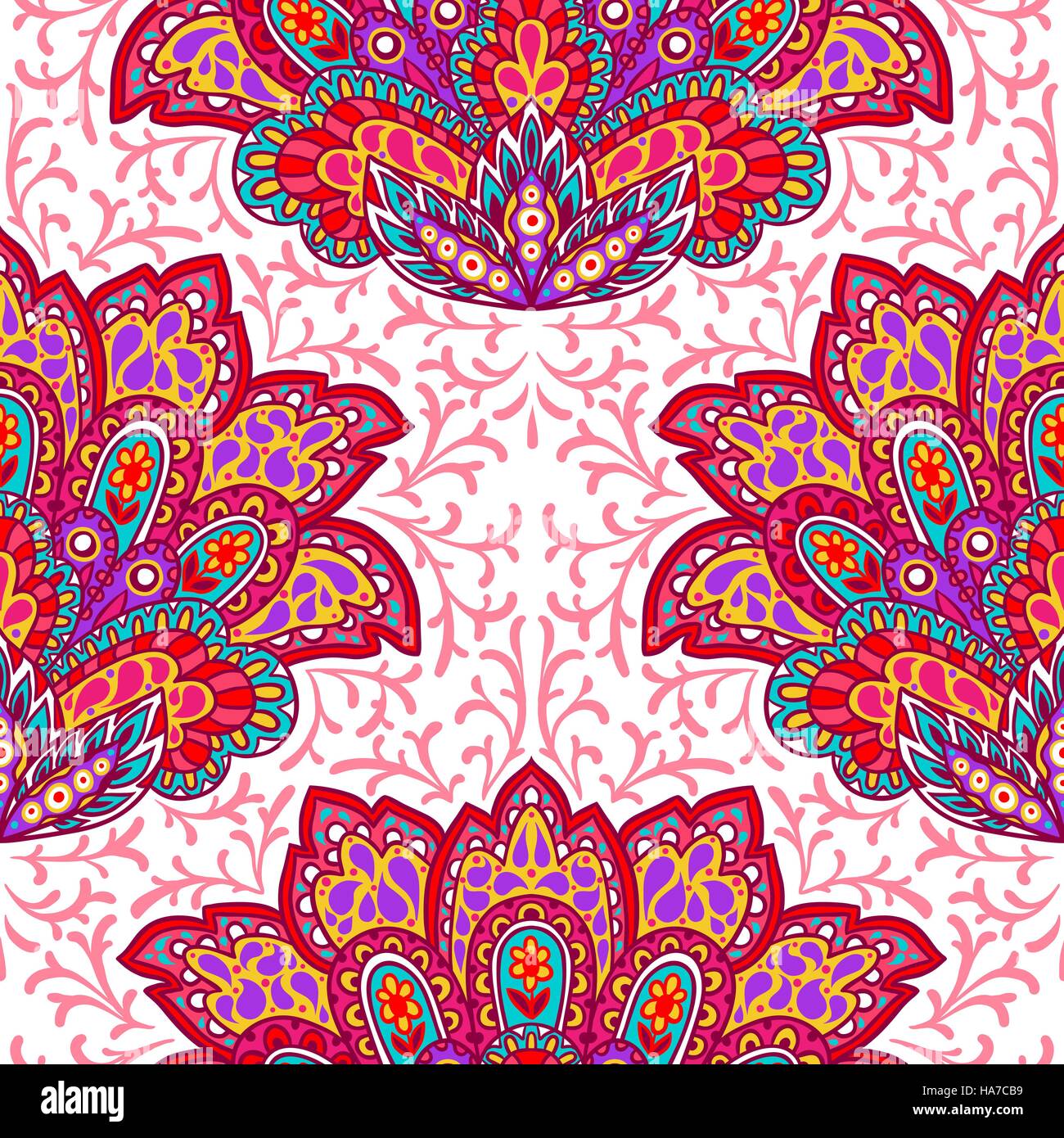 Indian ethnic seamless pattern with hand drawn ornament Stock Vector ...