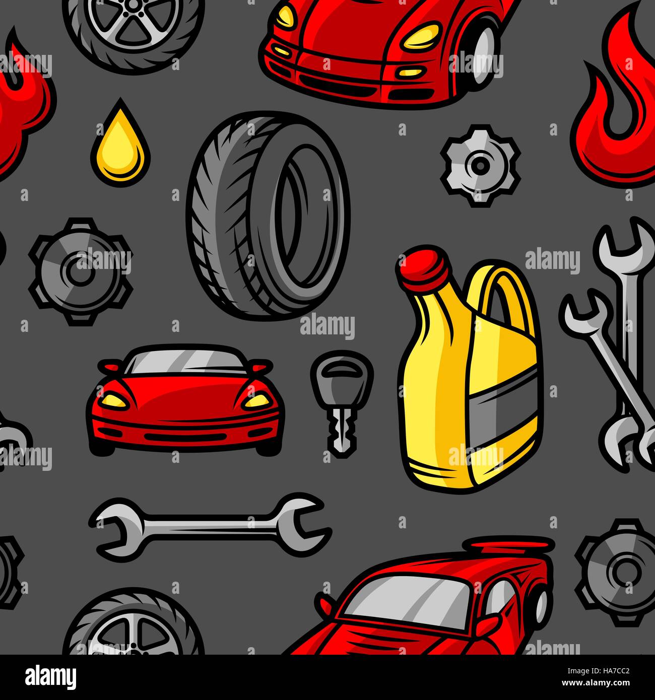 Car repair seamless pattern with service objects and items Stock Vector ...