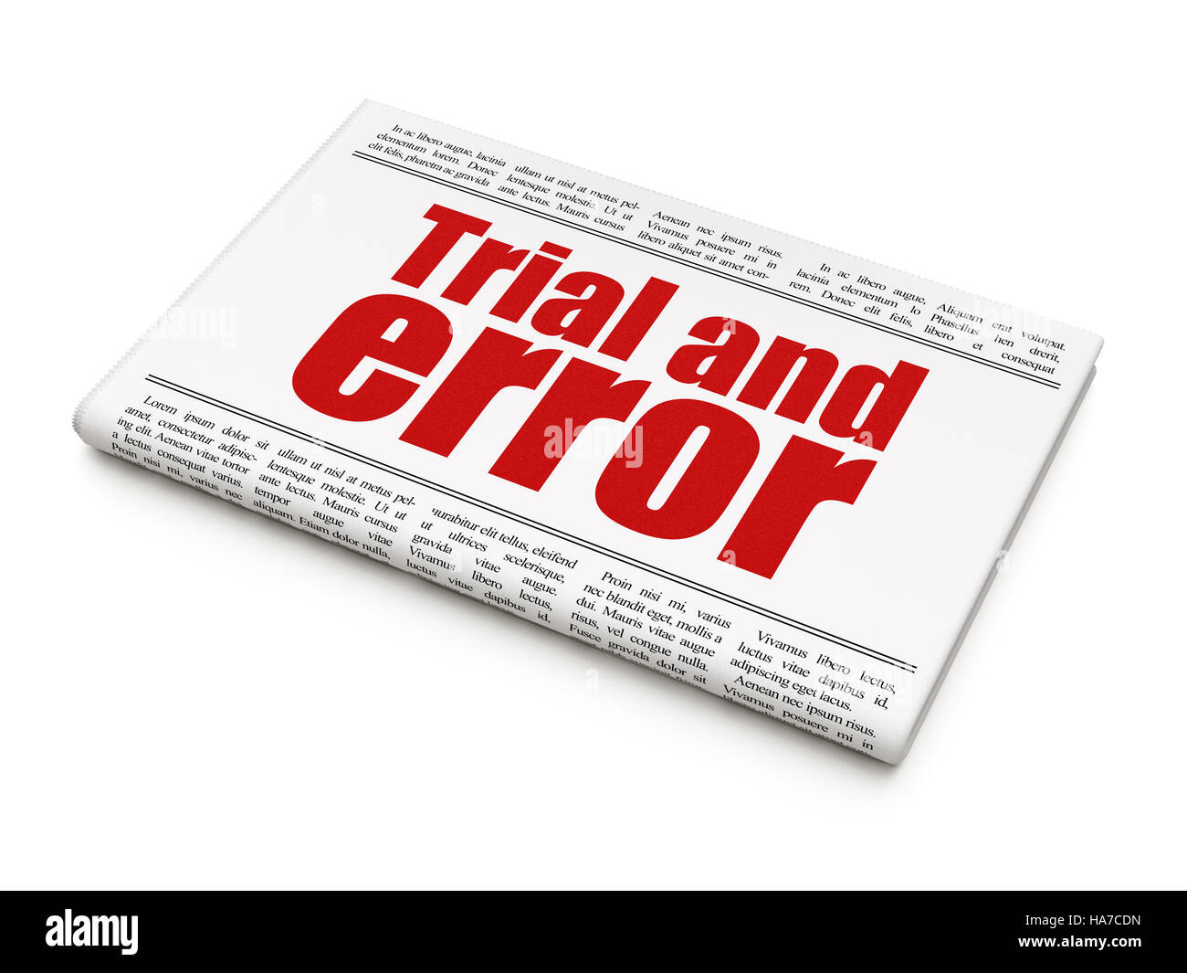 Science concept: newspaper headline Trial And Error Stock Photo - Alamy