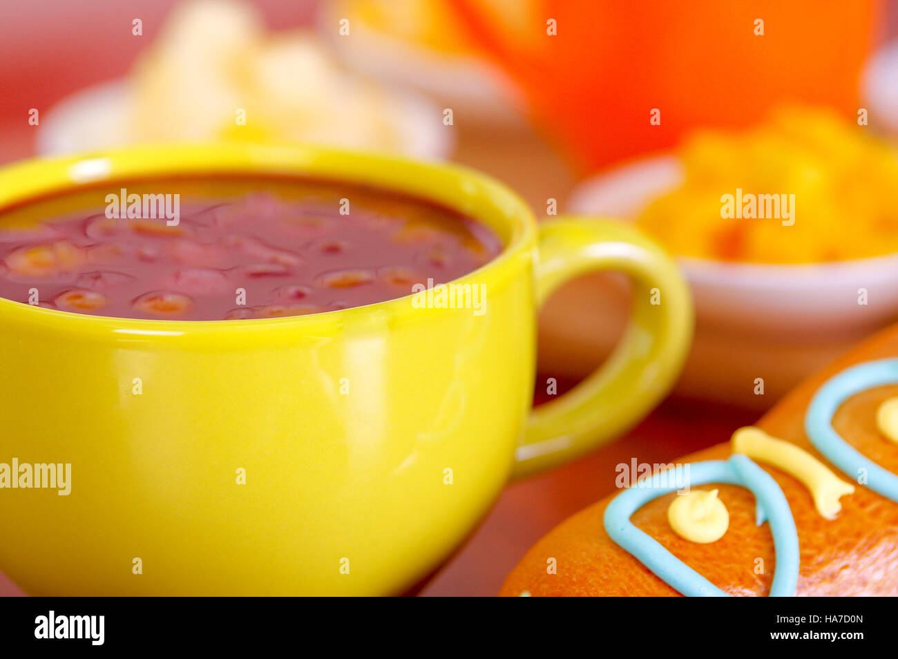 Yellow bowl with traditional tasty latin american colada morada berry ...