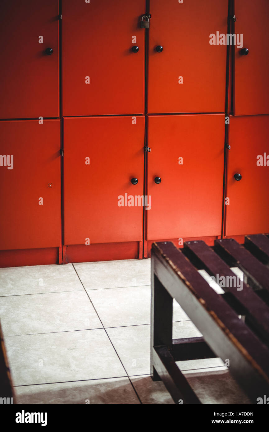 Locker room and a bench Stock Photo - Alamy