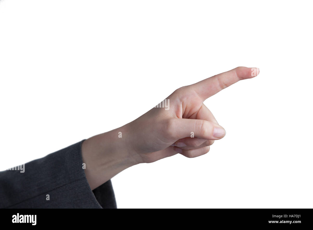 Hand pointing against white background Stock Photo - Alamy