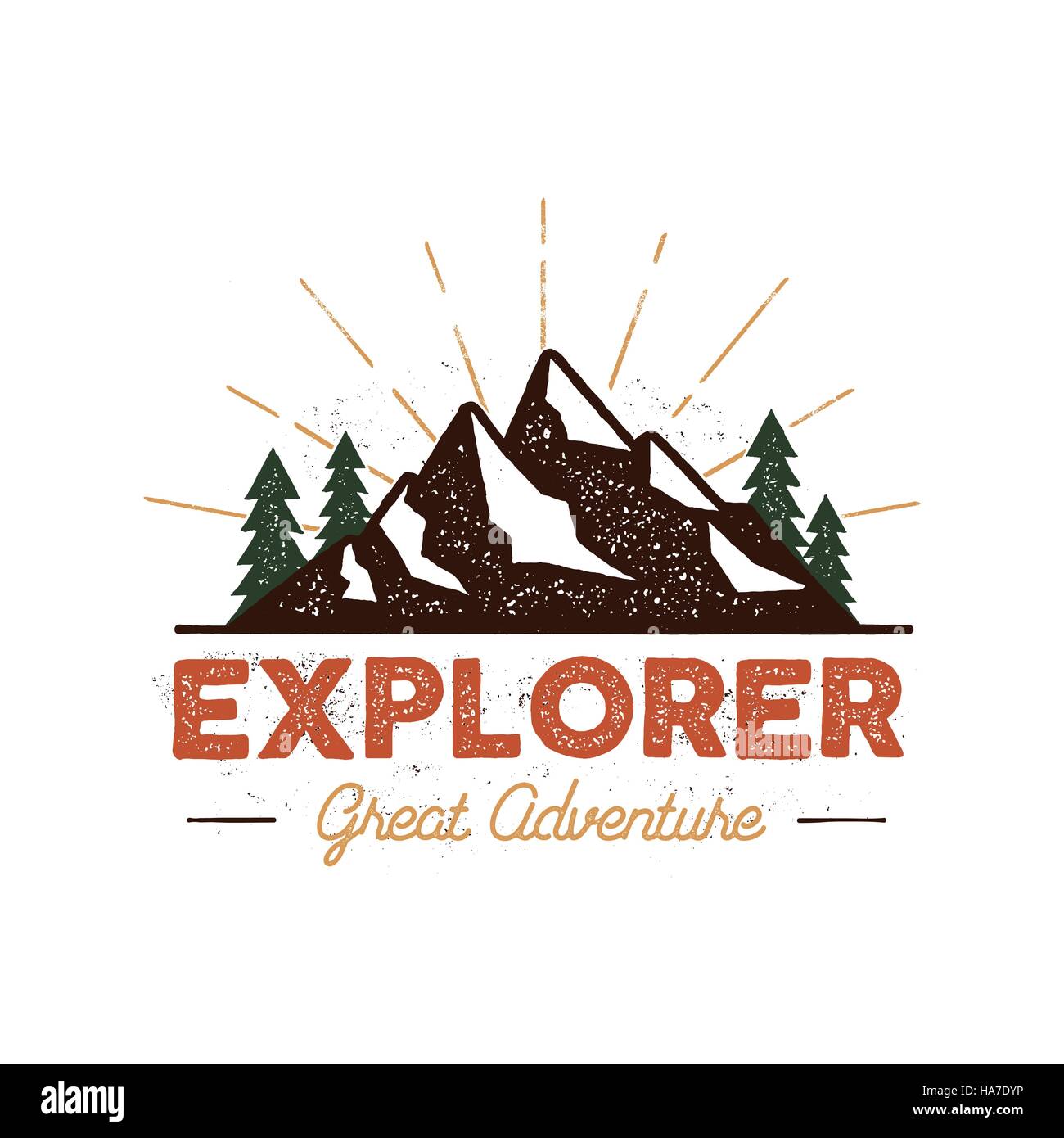 Outdoor explorer badge. Retro illustration of outdoor explorer label ...