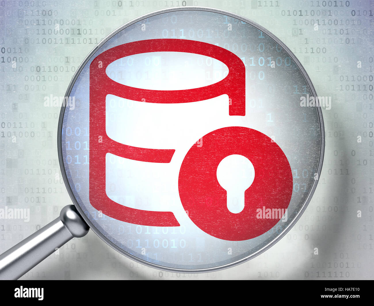 Programming concept: Database With Lock with optical glass on digital background Stock Photo - Alamy