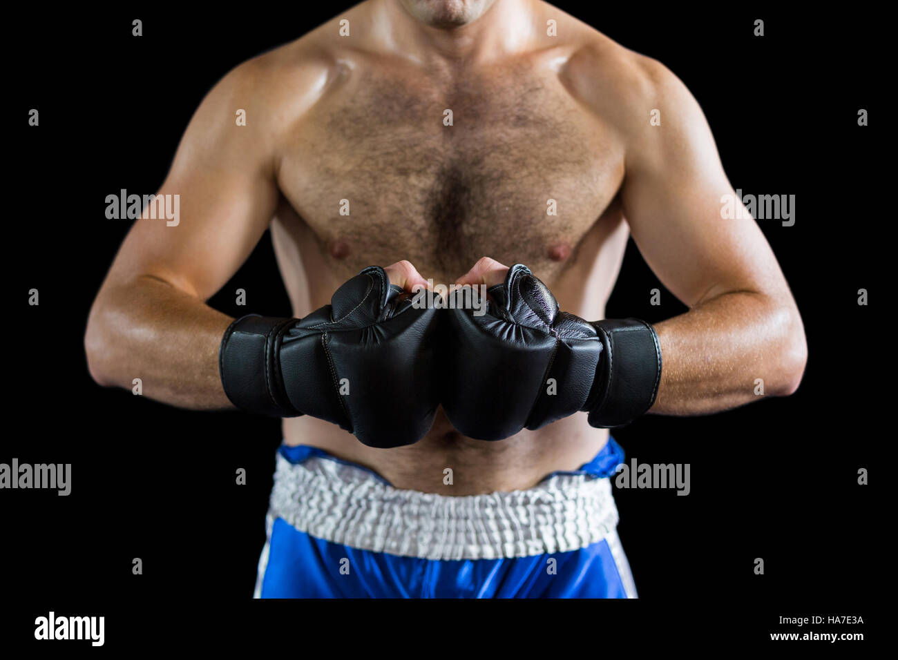 Boxer performing boxing stance Stock Photo - Alamy