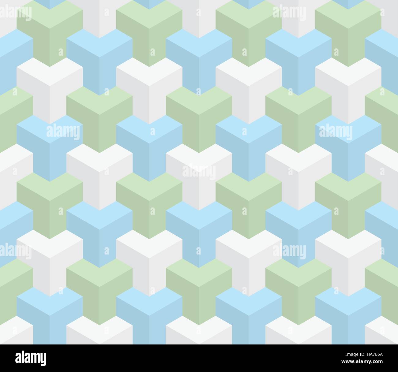 Isometric Seamless Pattern in pastel shades. 3D Optical Illusion Background Texture. Editable ...