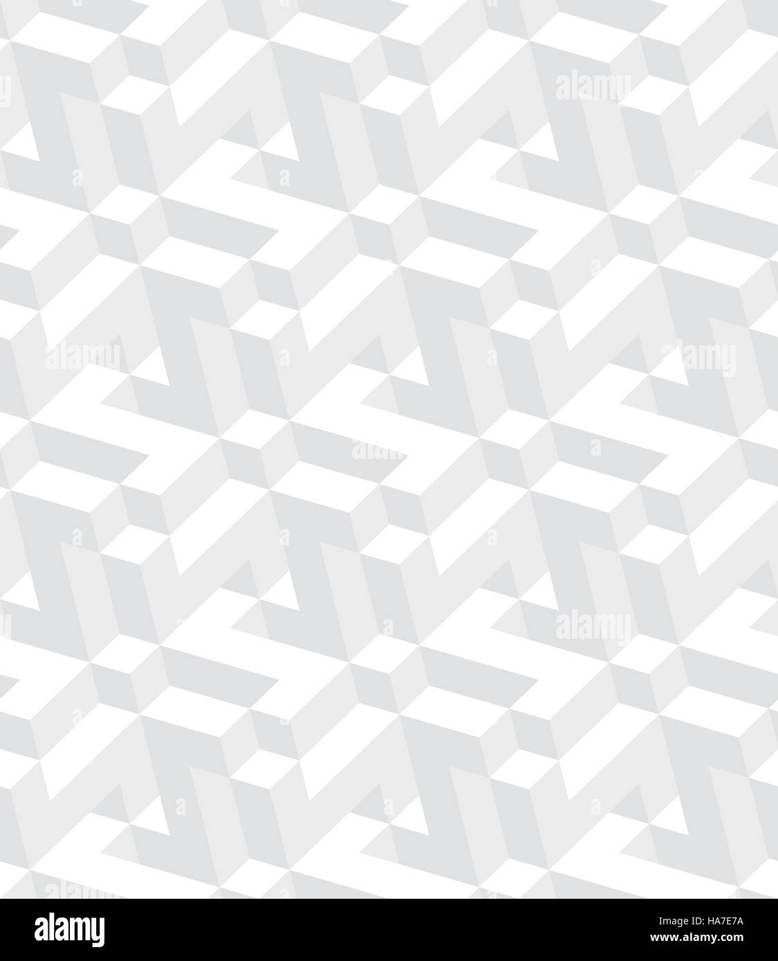 Neutral Isometric Seamless Pattern. 3D Optical Illusion White Background Texture. Editable ...