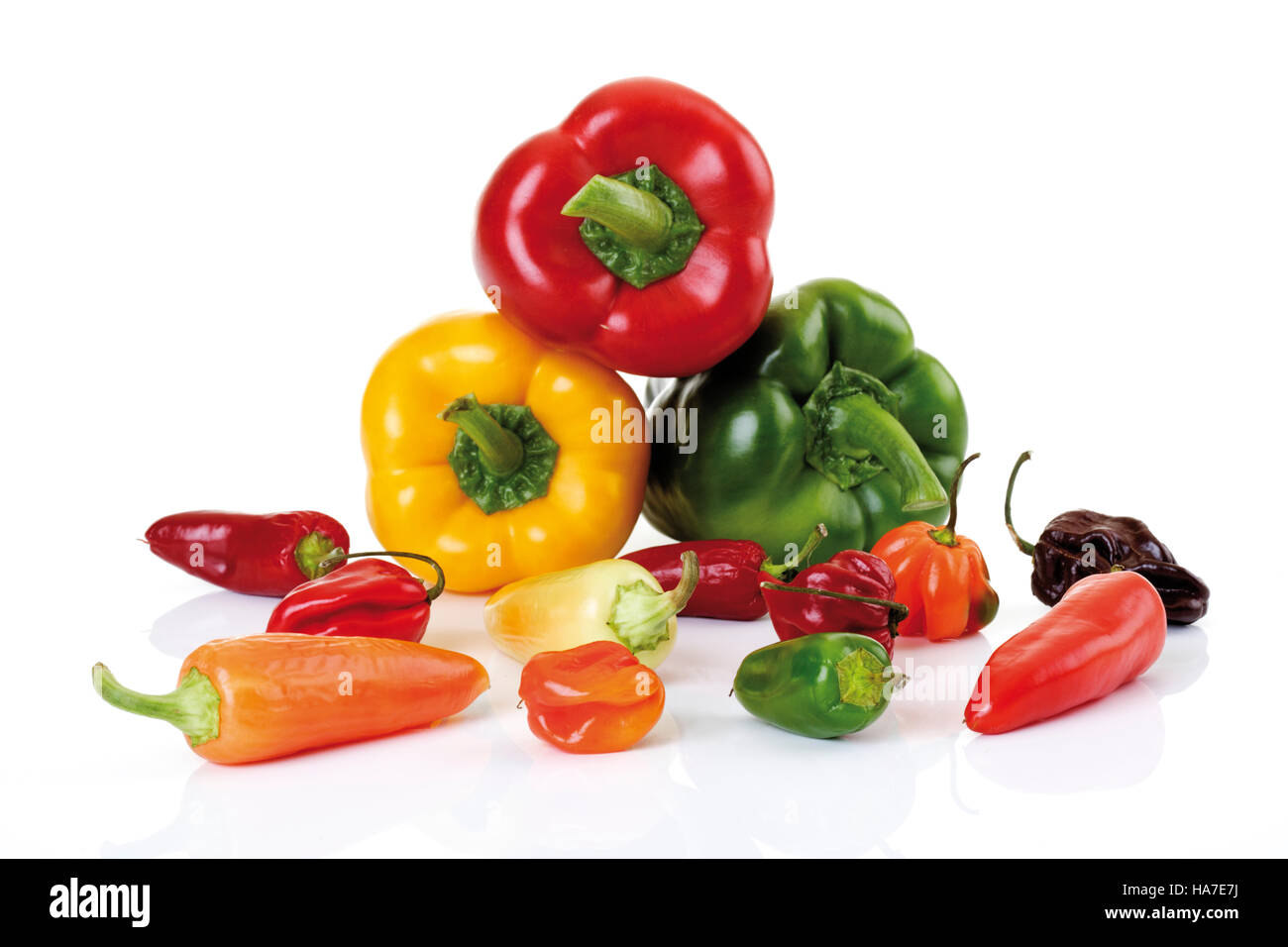 Different kinds of bell pepper and hot pepper (Capsicum Stock Photo - Alamy