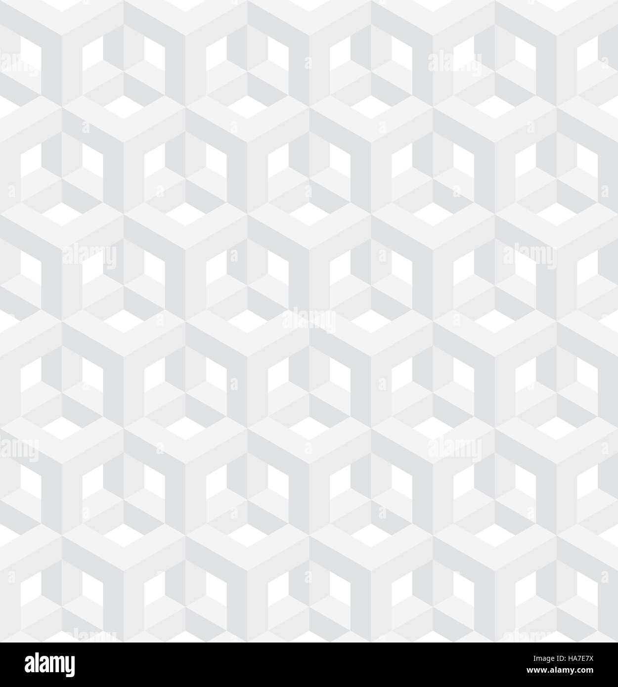 Neutral Isometric Seamless Pattern. 3D Optical Illusion White Background Texture. Editable ...
