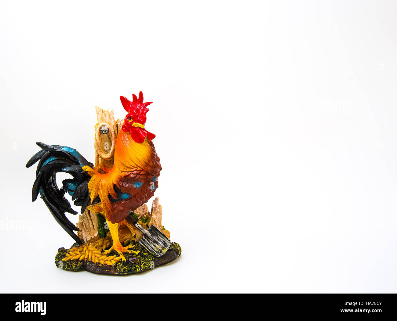 The statue stands as a majestic colorful chicken,2017 Happy new year ...