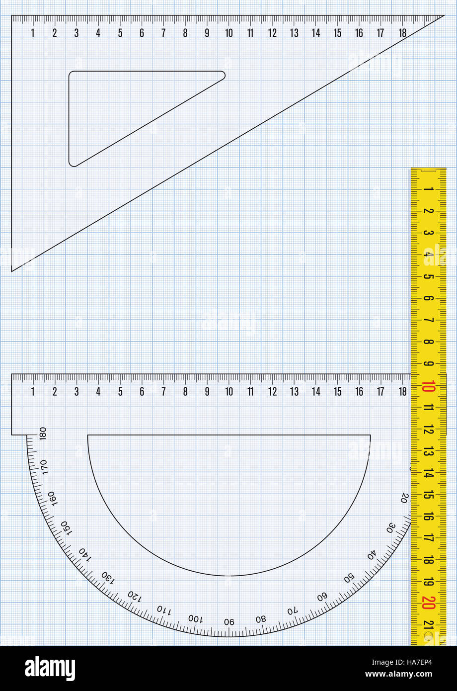 Graph paper and rulers Stock Photo - Alamy