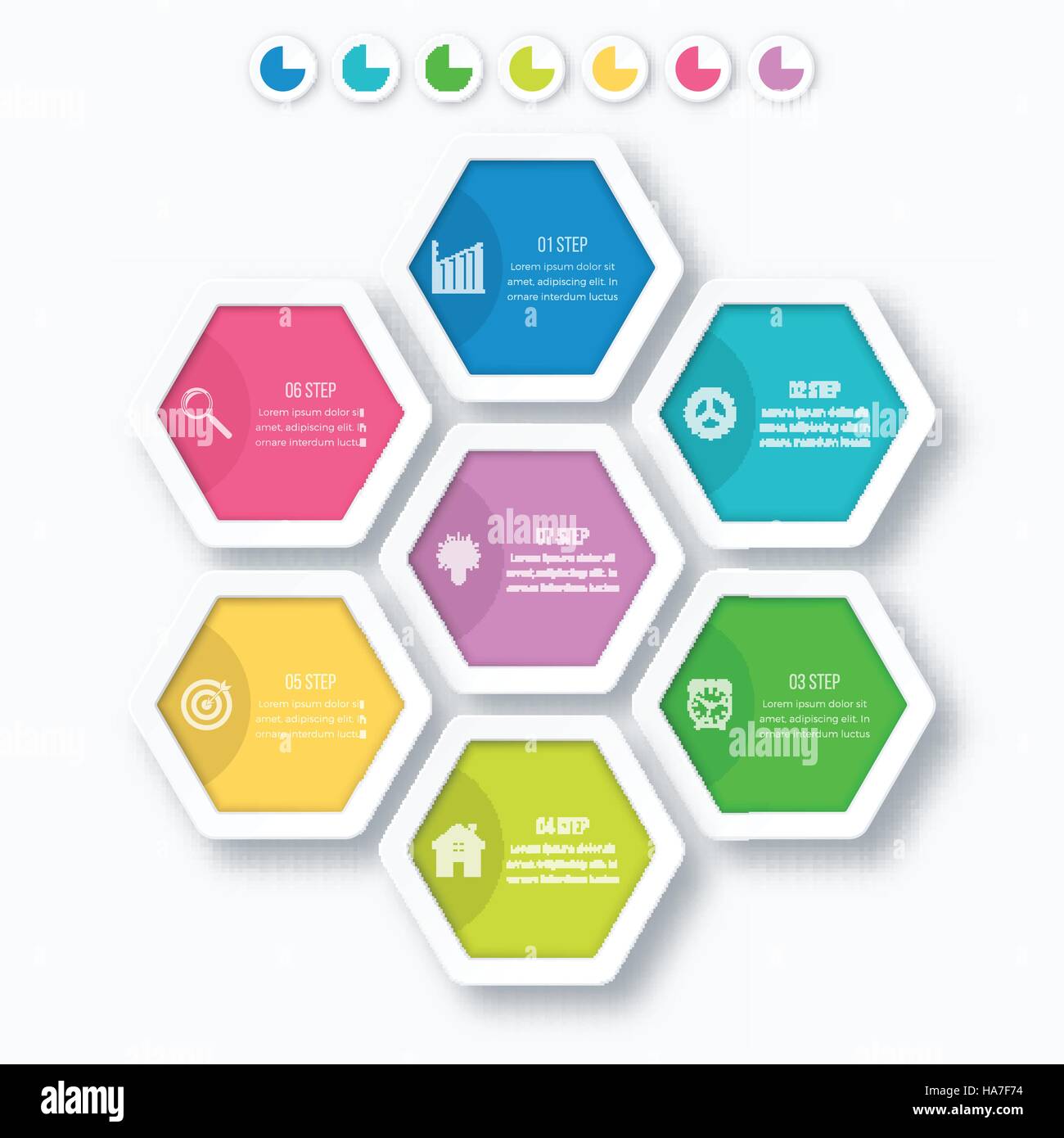 Vector illustration infographics seven hexagons Stock Vector Image ...