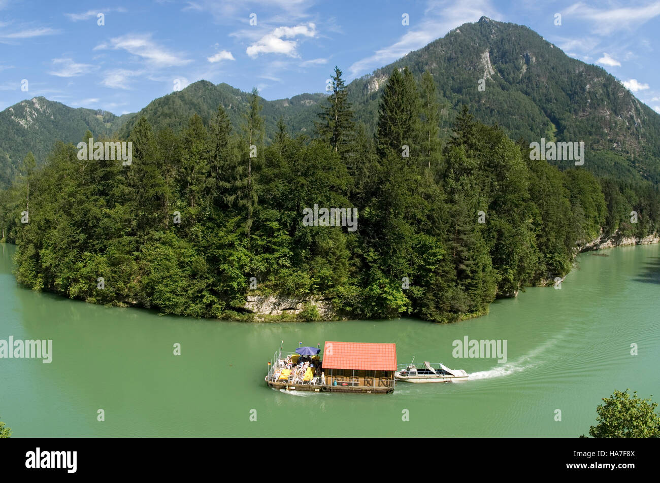 House boat on the river 'Steyr' in Upper Austria, Europe Stock Photo ...