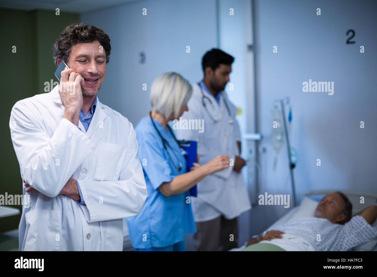 Sick woman talking smartphone lying hi-res stock photography and images ...