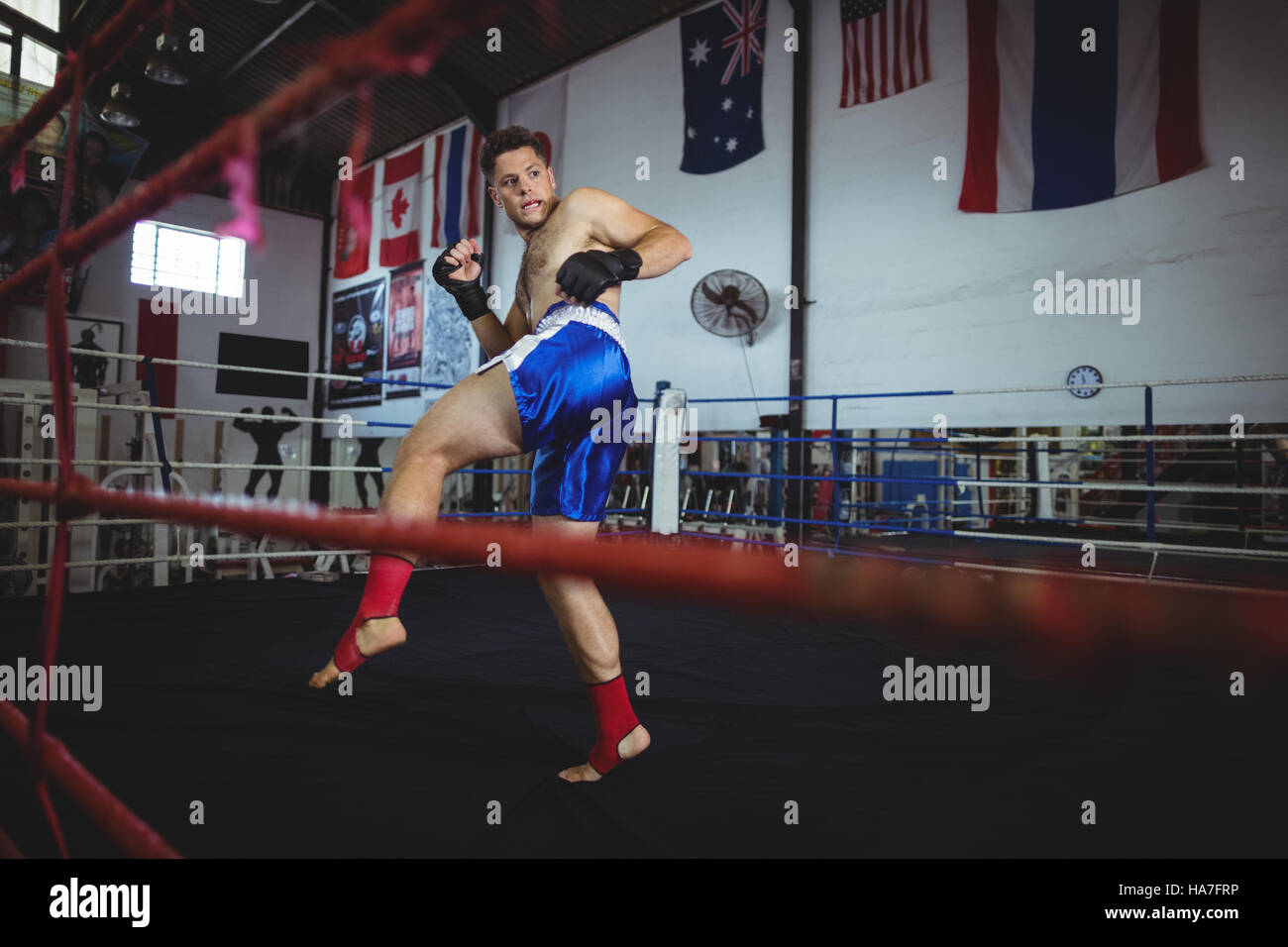 Confident boxer practicing a boxing Stock Photo - Alamy