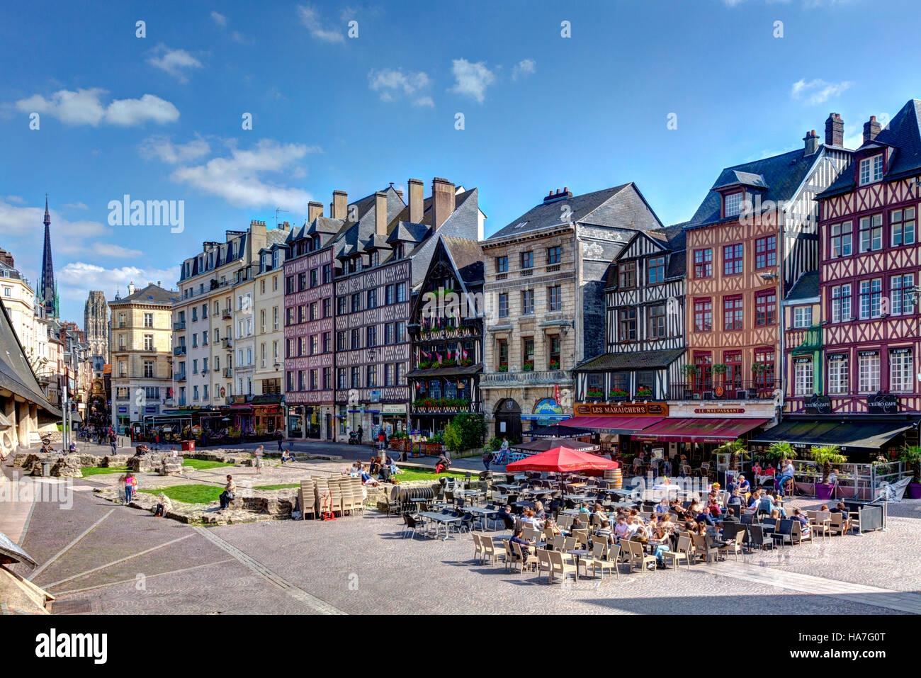 Rouen (northern France): half-timbered houses in the square "place du ...