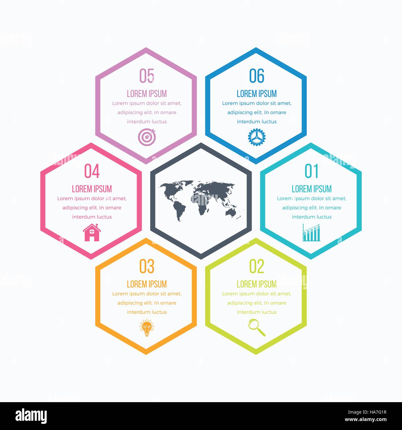 Vector illustration infographics six hexagons Stock Vector Image & Art ...