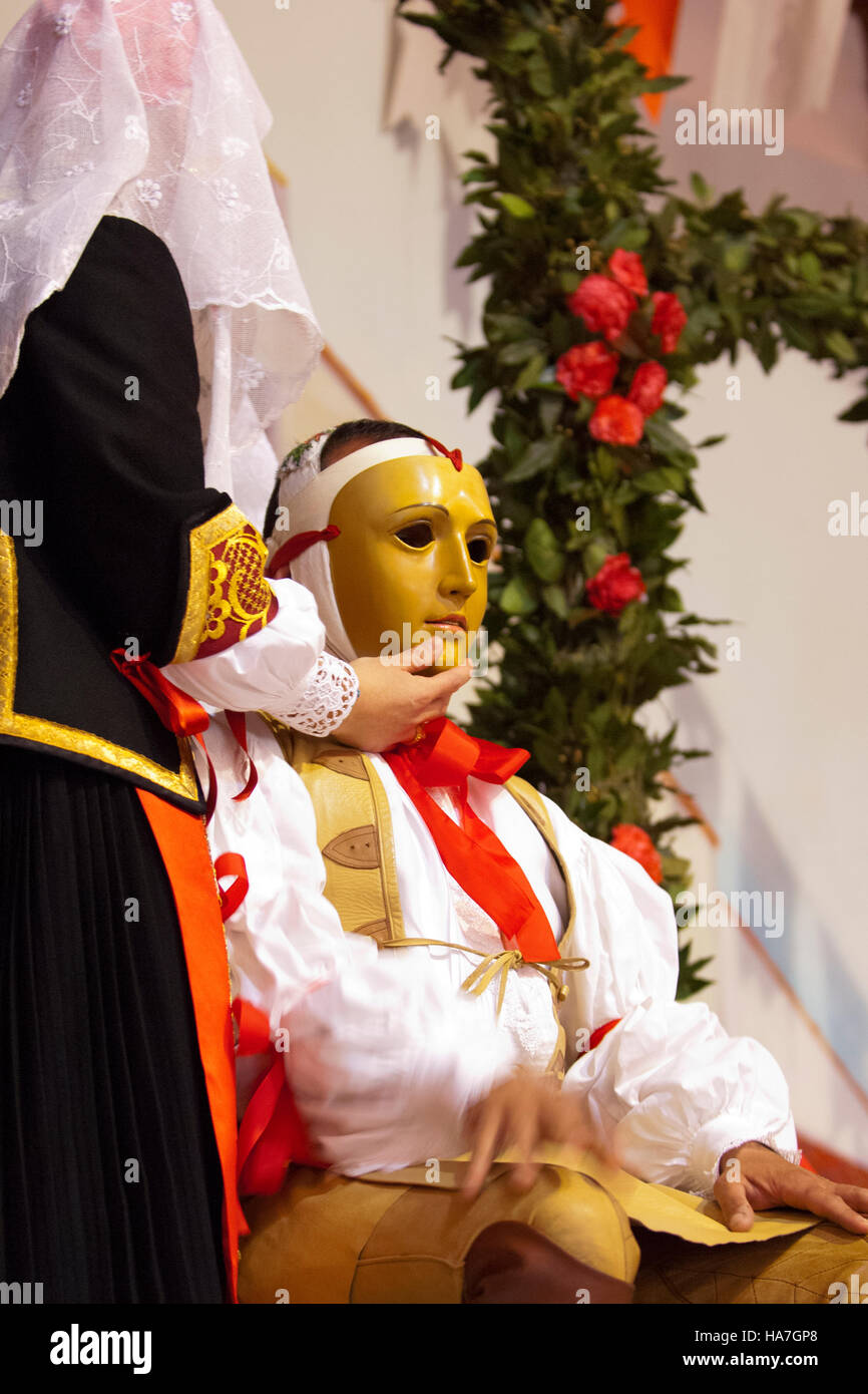 Ritual dressing of Su Composidori, Sartiglia feast, Oristano, Sardinia ...