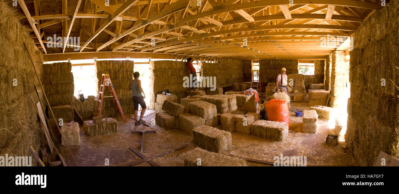 Straw bale construction, used in sustainable building projects within ...