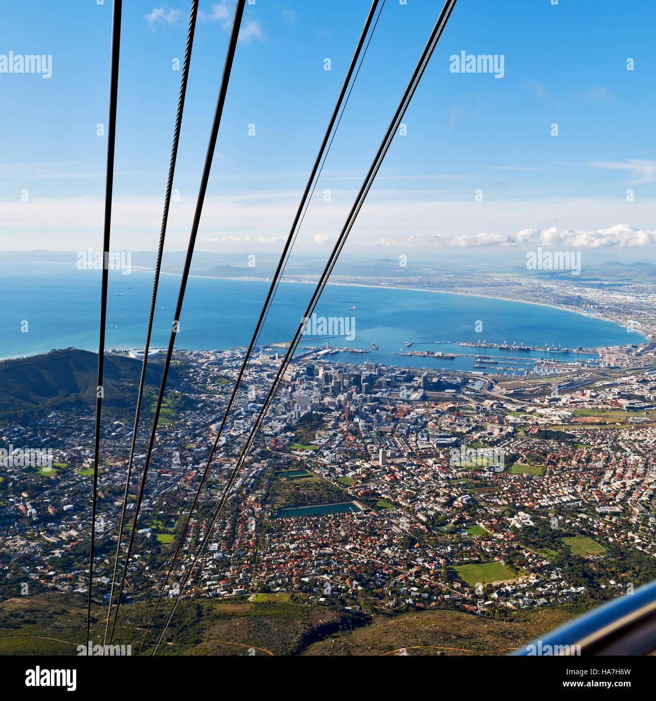 in south africa cape town city skyline from table mountain sky ocean ...