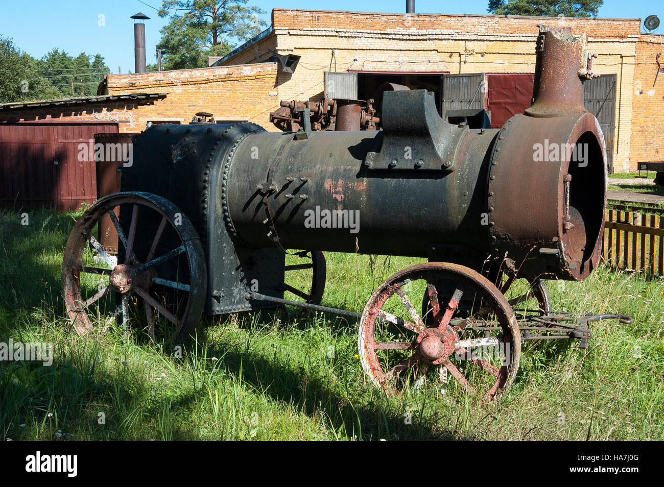 Old German one cylinder locomotive (XIXc.), Vladimir, Russia Stock ...