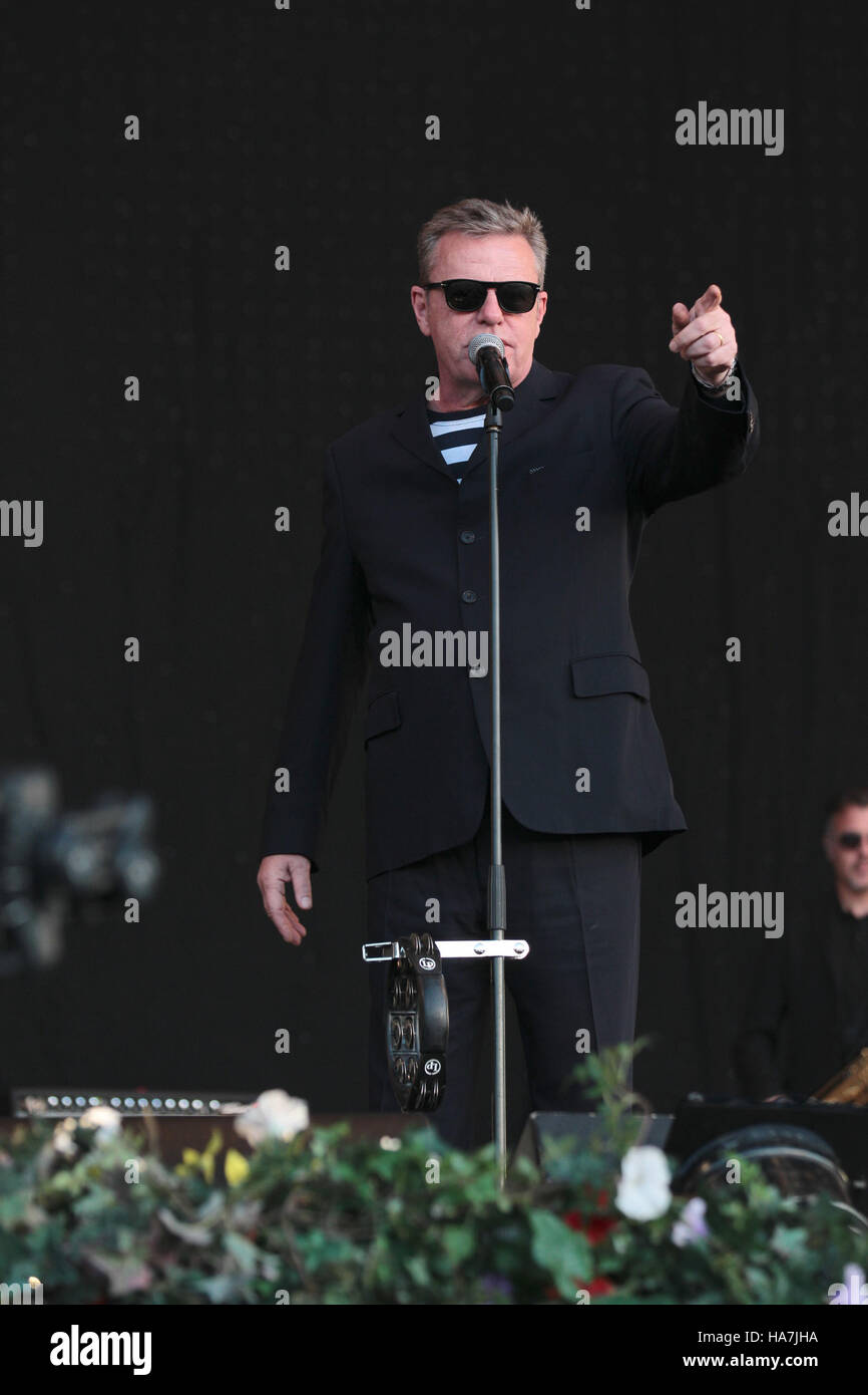 Lead singer Sugg's from Madness performs at the BBC Radio 2 Live in ...