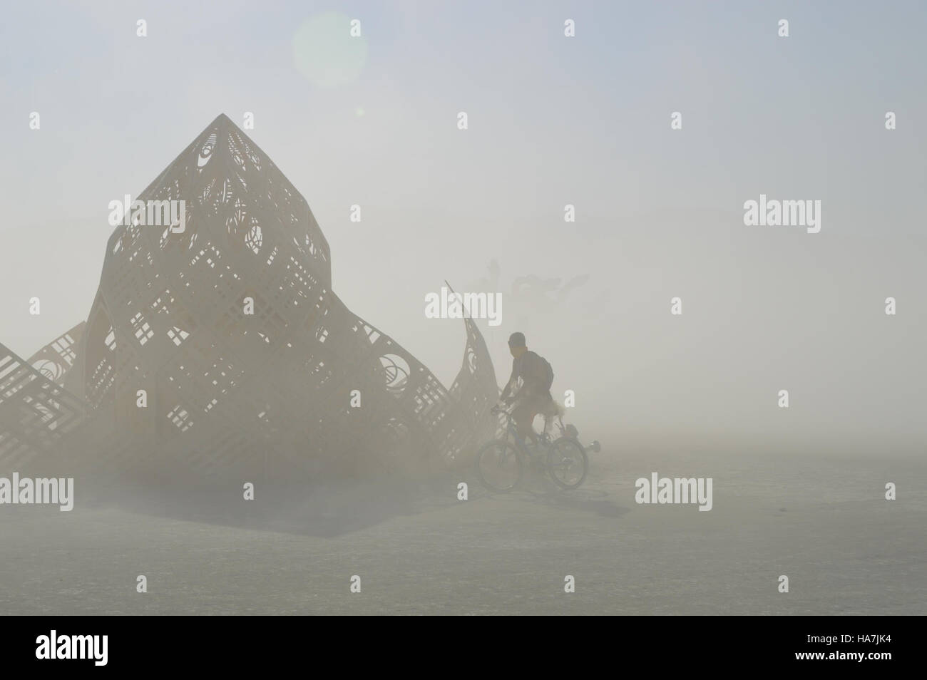 A striking image of artwork in a dust storm, captured in Nevada's ...