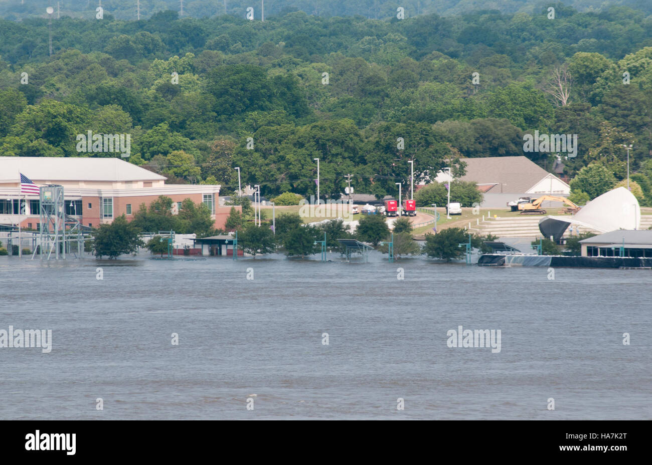 A HESCO flood barrier is set up at a command post in Vidalia, Louisiana ...