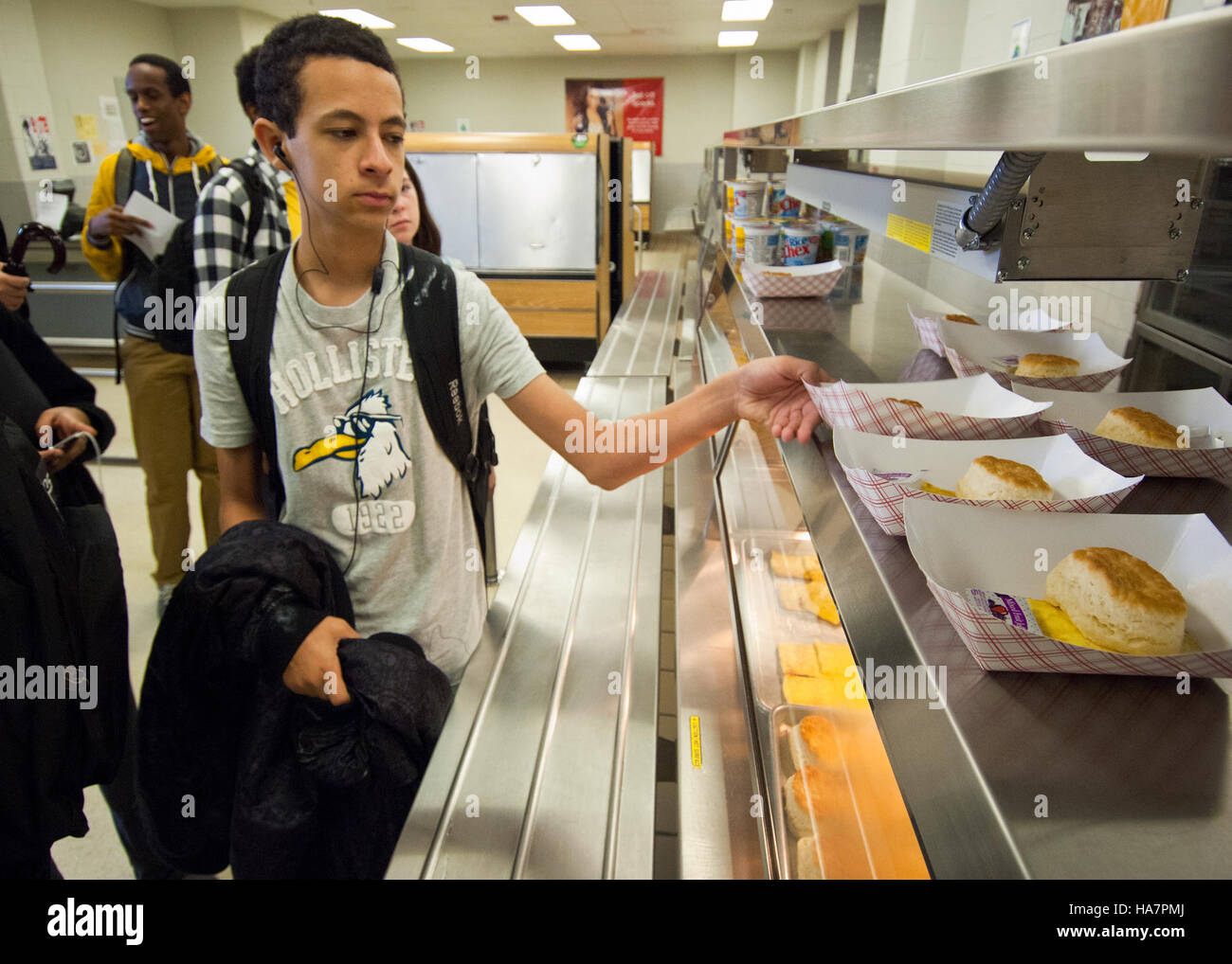 This image features a school breakfast program at Washington-Lee High ...