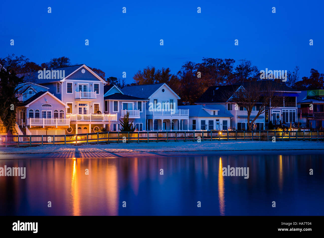 Beachfront houses at night, in North Beach, Maryland Stock Photo - Alamy