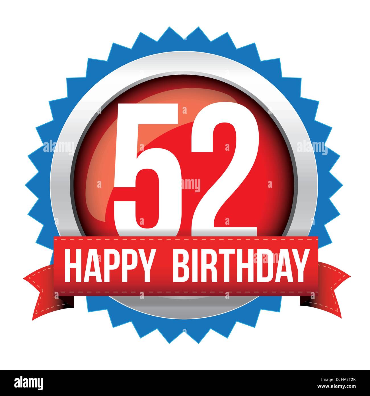 Fifty Two years happy birthday badge ribbon Stock Vector Image & Art ...