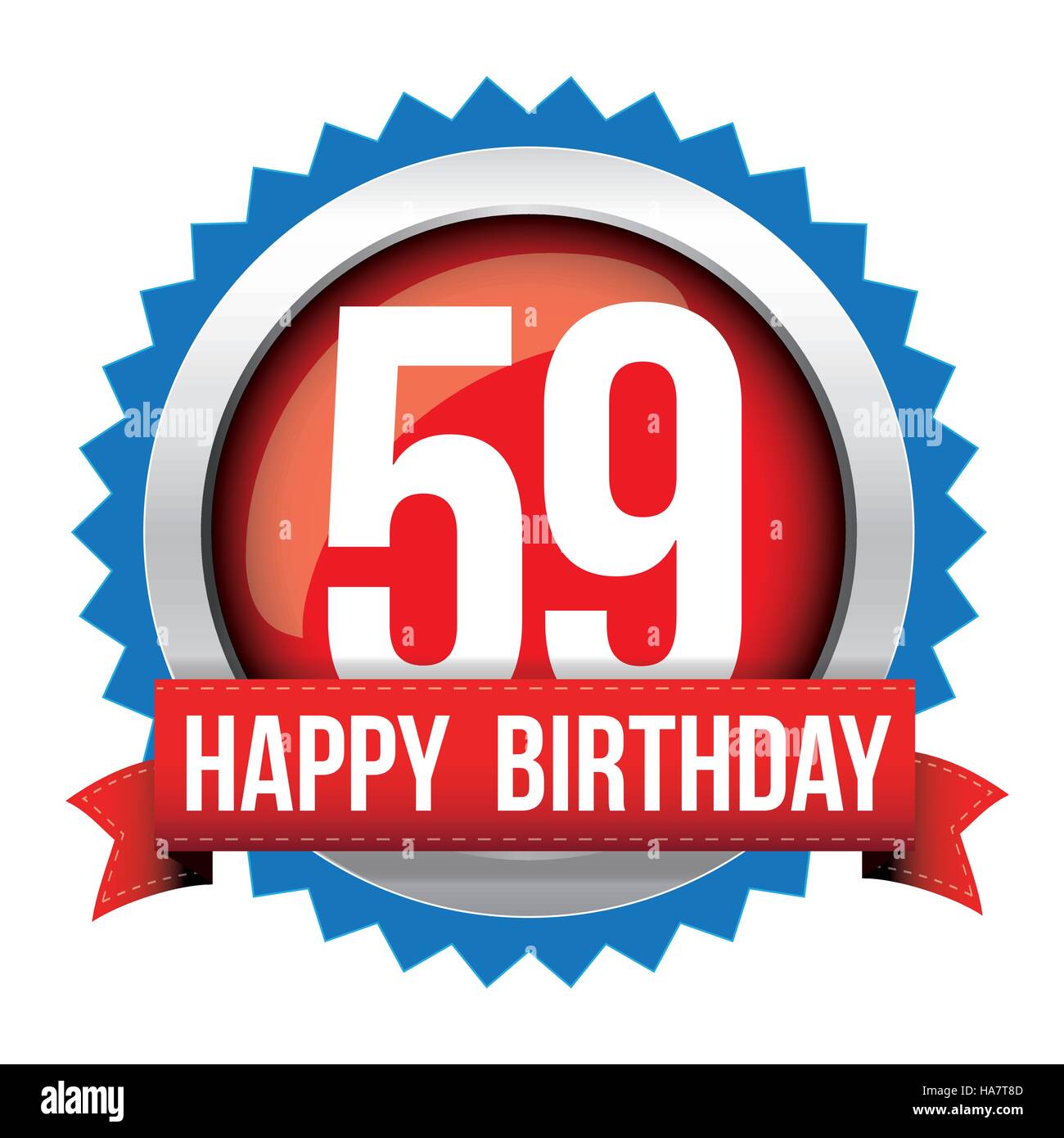 Fifty Nine years happy birthday badge ribbon Stock Vector Image & Art ...