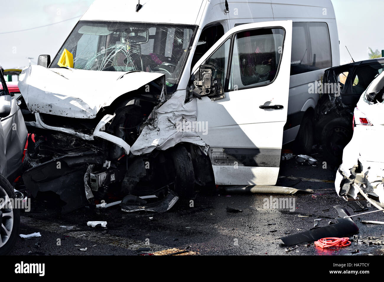 Detail with damage automobile after a car crash accident Stock Photo ...